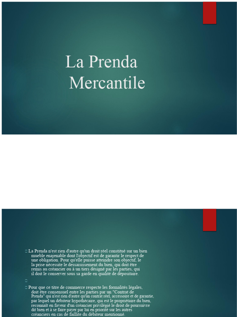 Comprendre le Contrat de Prenda Mercantile | PDF | Débiteur