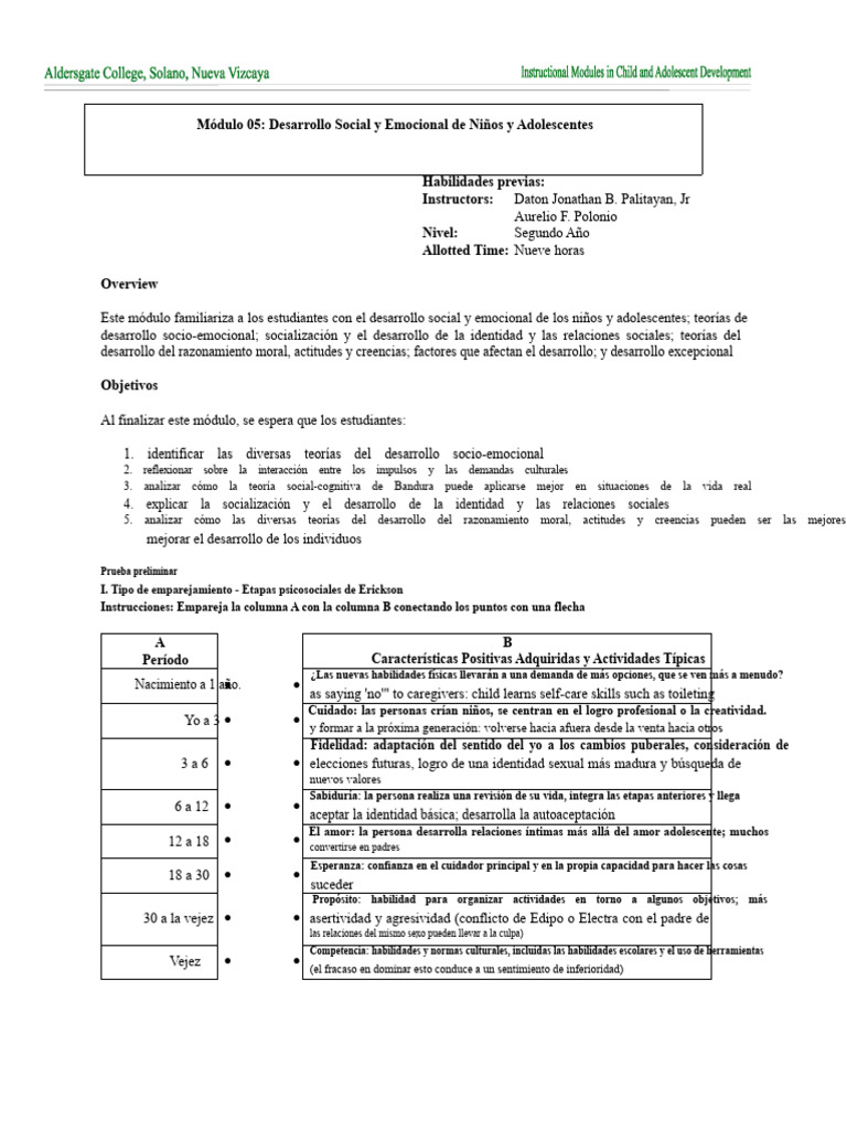 Módulo 5 Desarrollo Social y Emocional de Niños y Adolescentes | PDF ...
