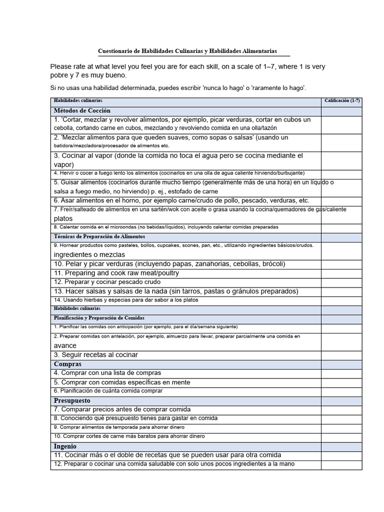 CFP Habilidades de Cocina Saludable y Habilidades Alimentarias ...