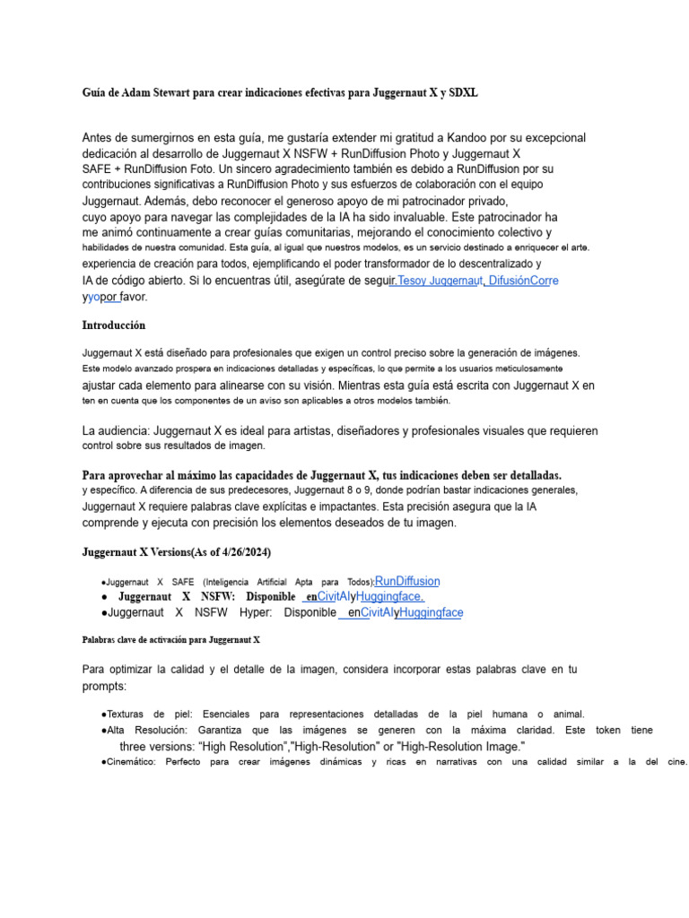 Prompting Juggernaut XL y Hyper Guía v2 Por Adam Stewarts | PDF ...