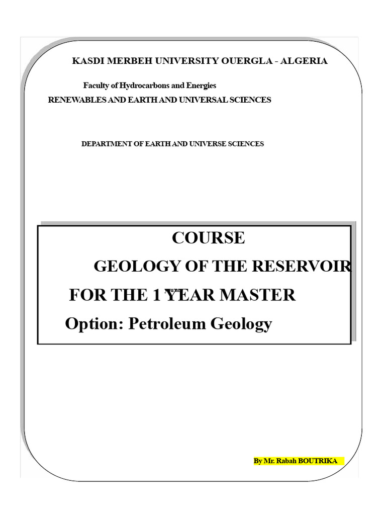 Reservoir Geology Course | PDF | Plate Tectonics | Rock (Geology)