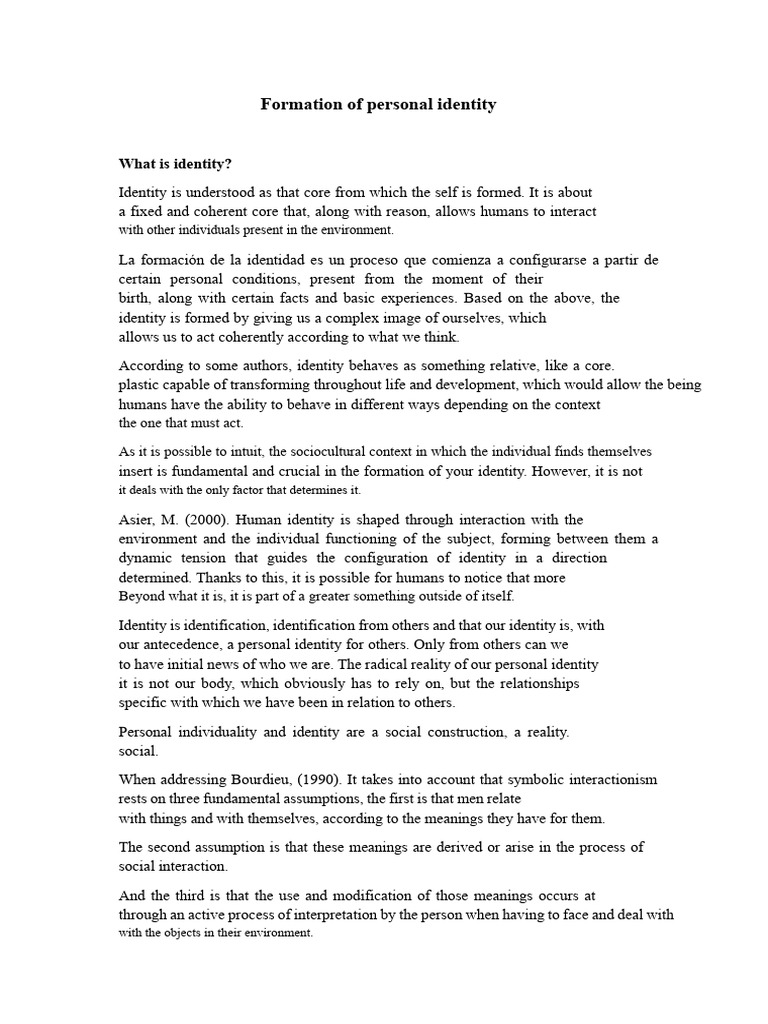 Understanding Personal Identity Formation | PDF | Identity (Social ...