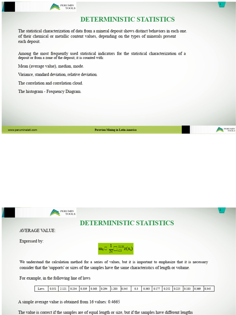 Deterministic Statistics in Mining Data | PDF | Statistics | Variance