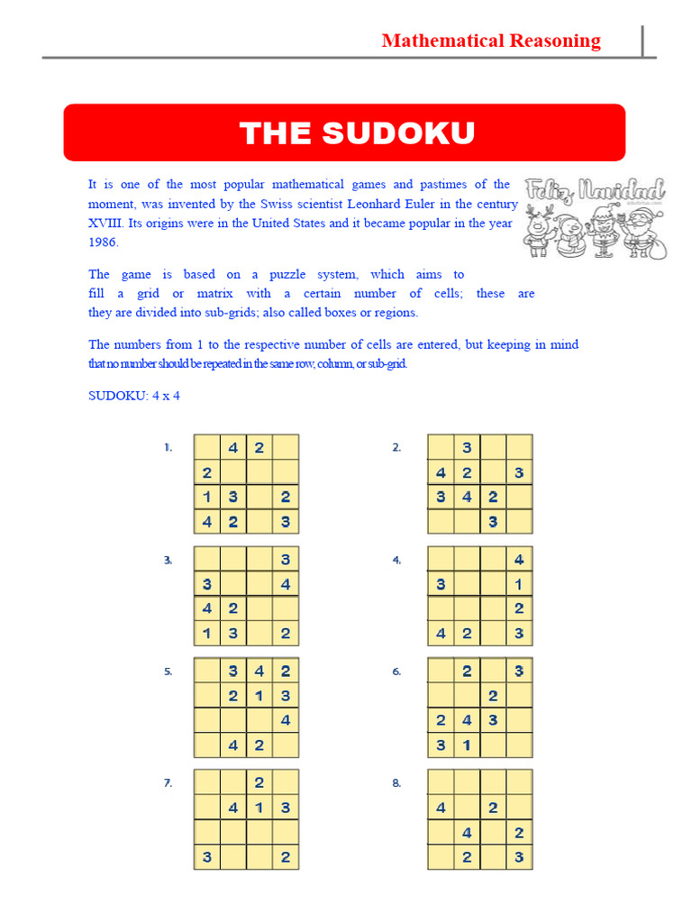 The Sudoku For Sixth Grade of Primary School | PDF