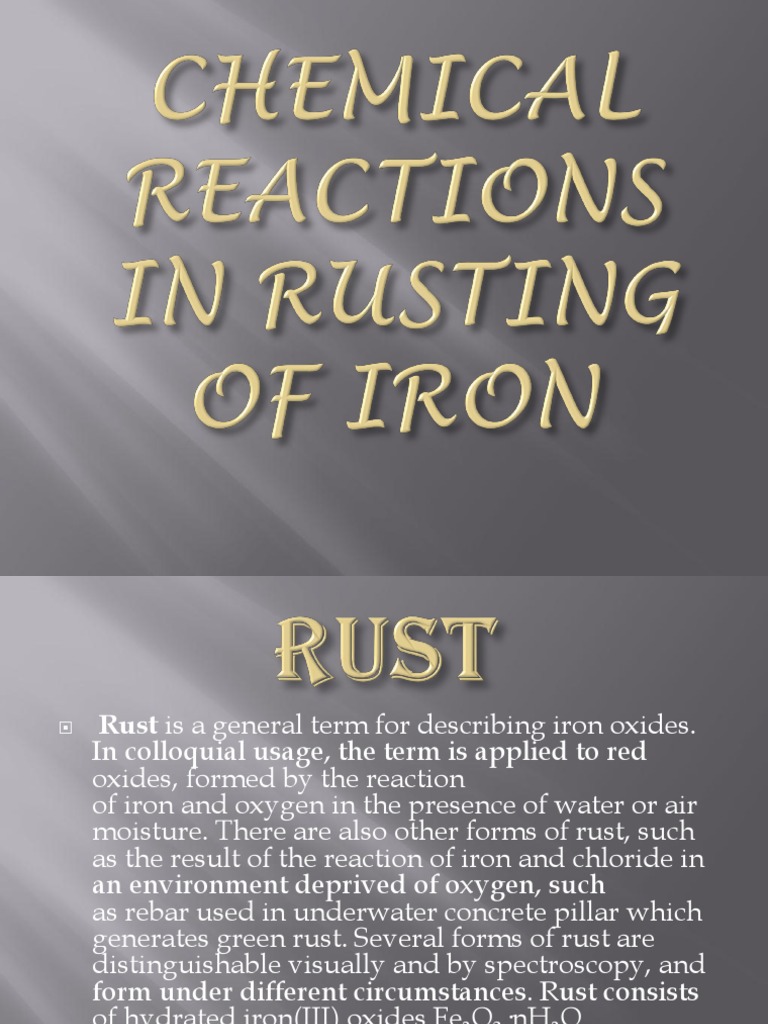 Chemical Reactions in Rusting of Iron | Rust | Iron