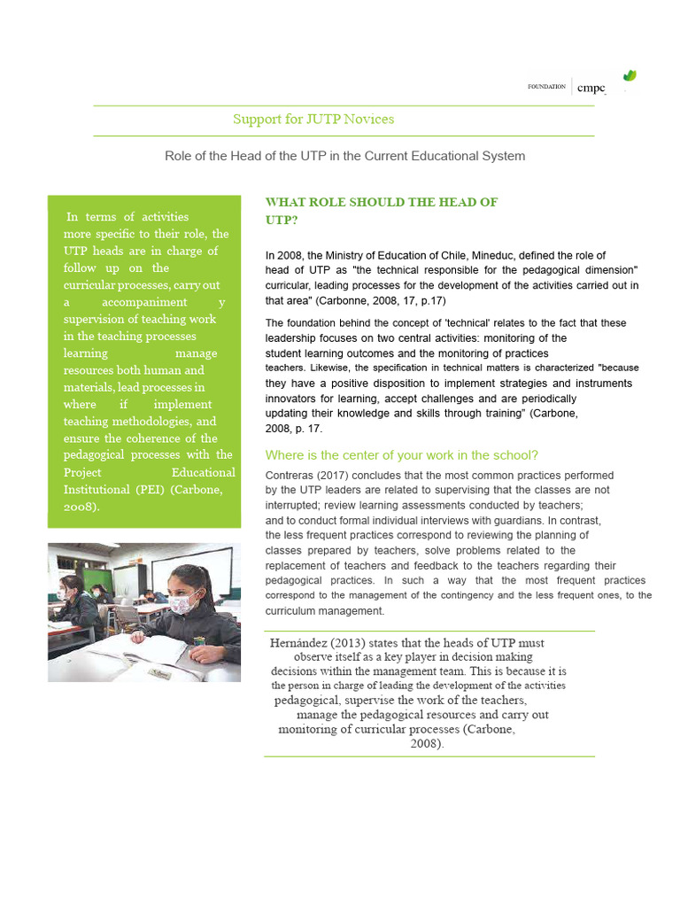 Role of UTP Heads in Education Leadership | PDF | Pedagogy | Knowledge