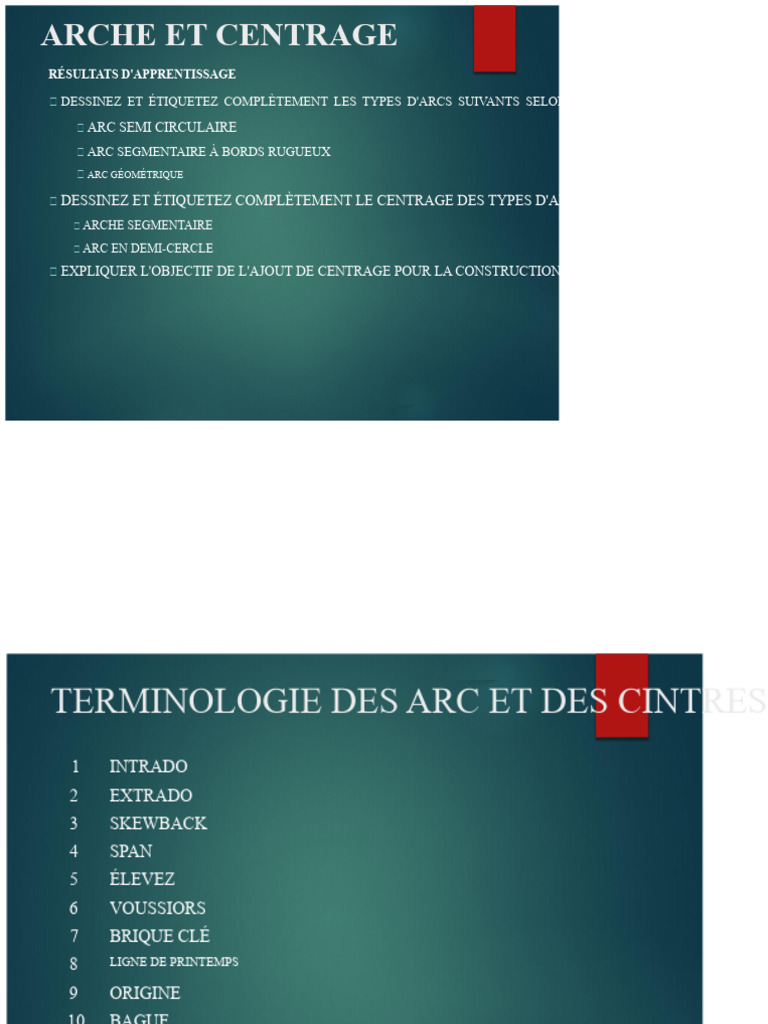 Types et centrage des arcs en construction | PDF