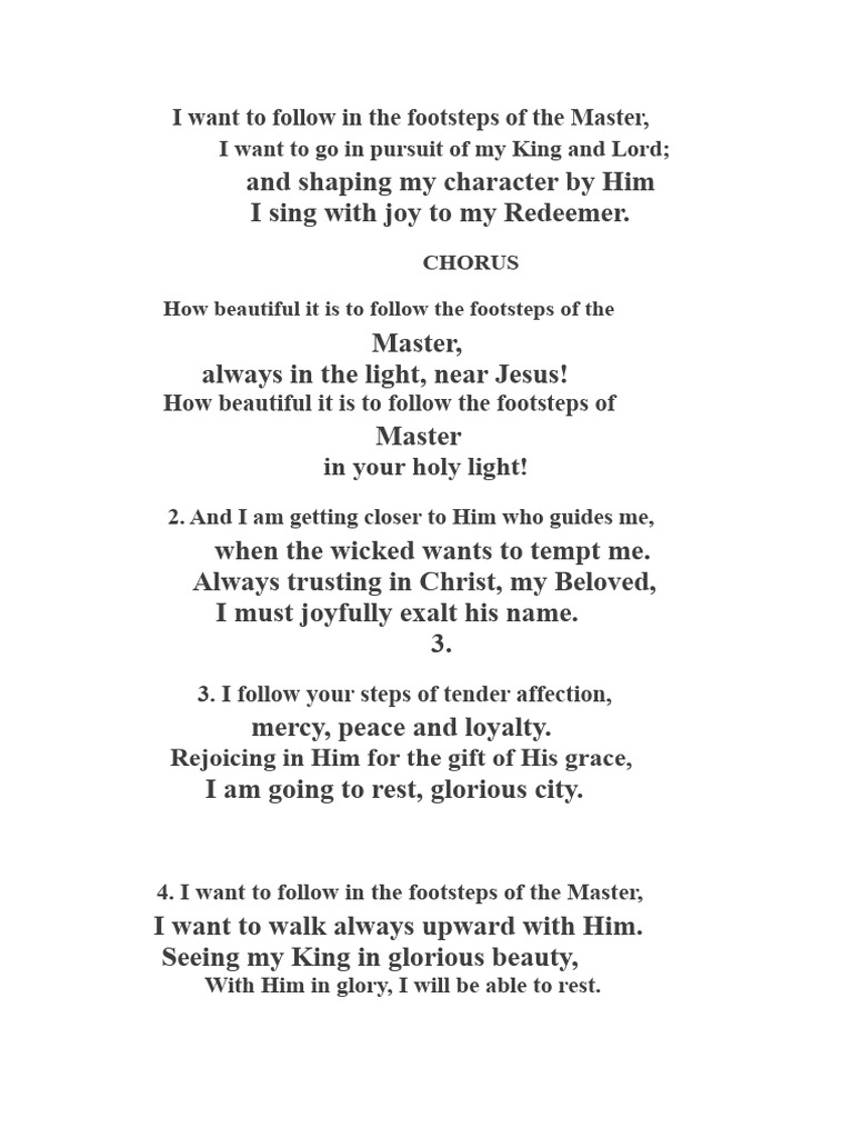 I Want To Follow in The Footsteps of The Master. | PDF