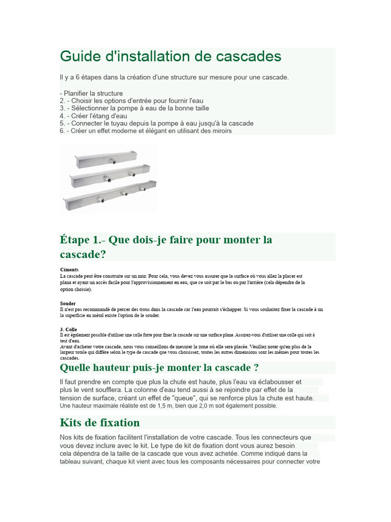 Guide D'installation Des Cascades | PDF | Tuyau