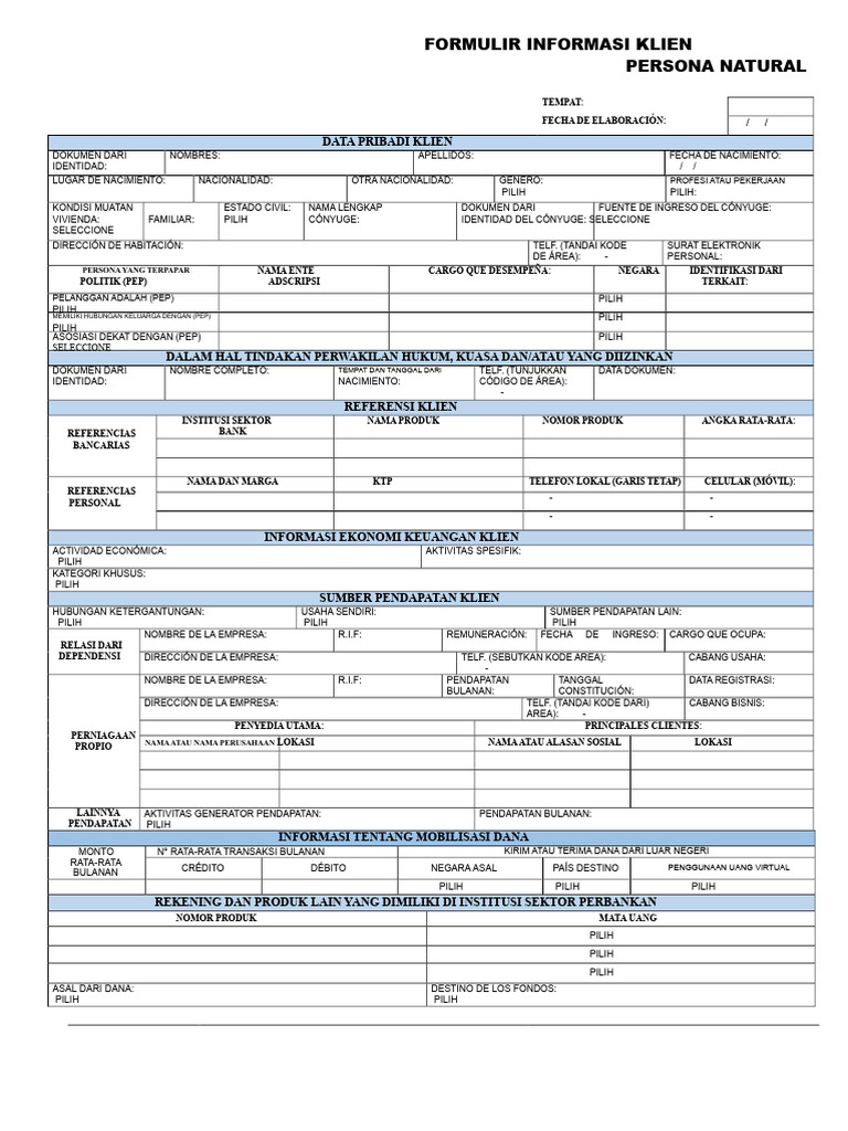 Formulir Informasi Klien Lengkap | PDF