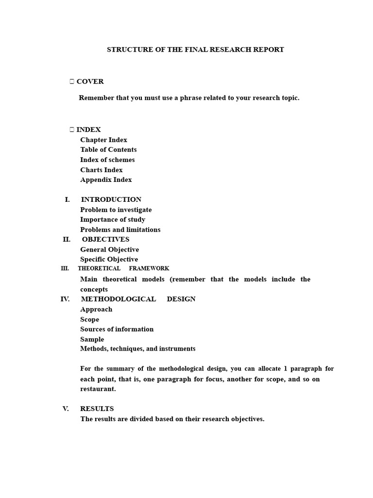 Structure of The Final Research Report | PDF