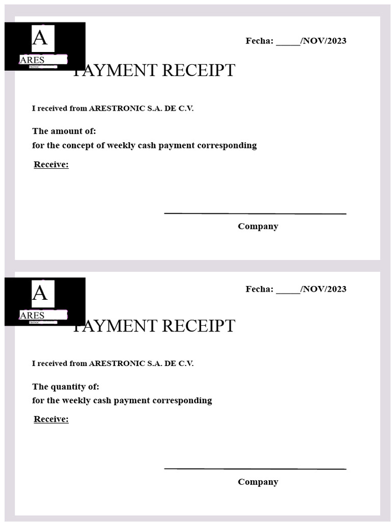 Payment Receipt Template | PDF