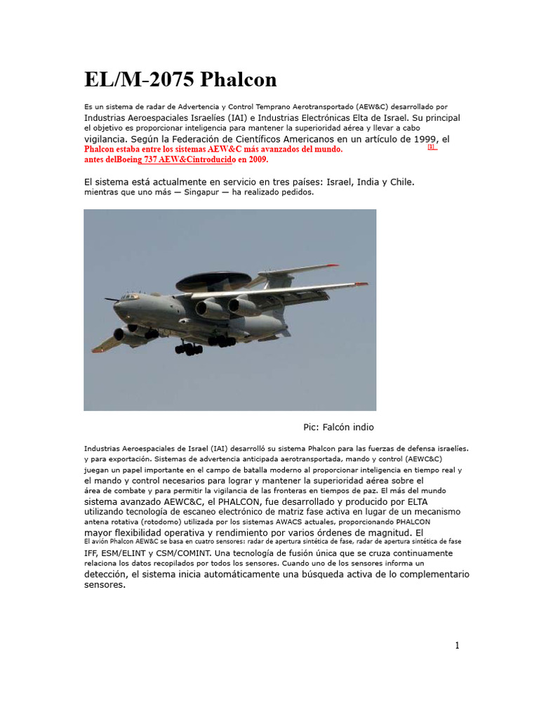 EL/M-2075 Phalcon | PDF | Aviación | Aeronave