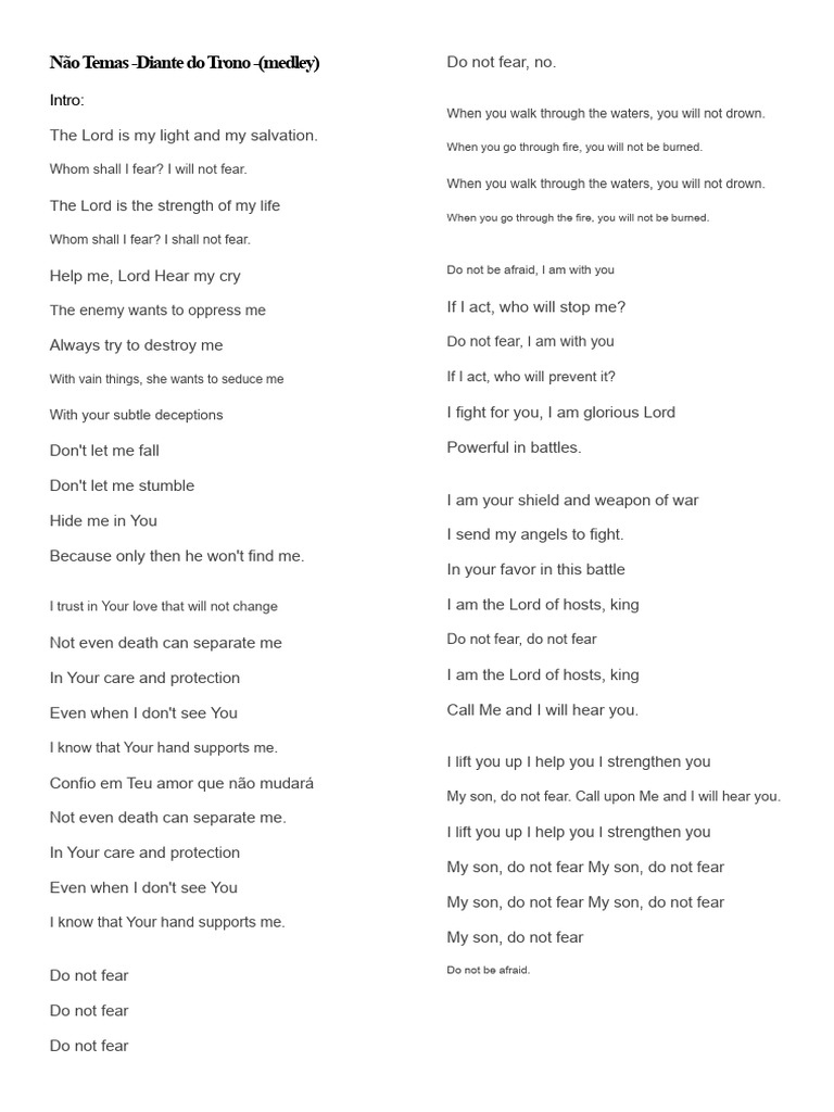 Do Not Fear - Before The Throne - (Medley) | PDF