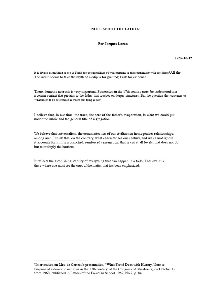 Lacan Note on the Father | PDF
