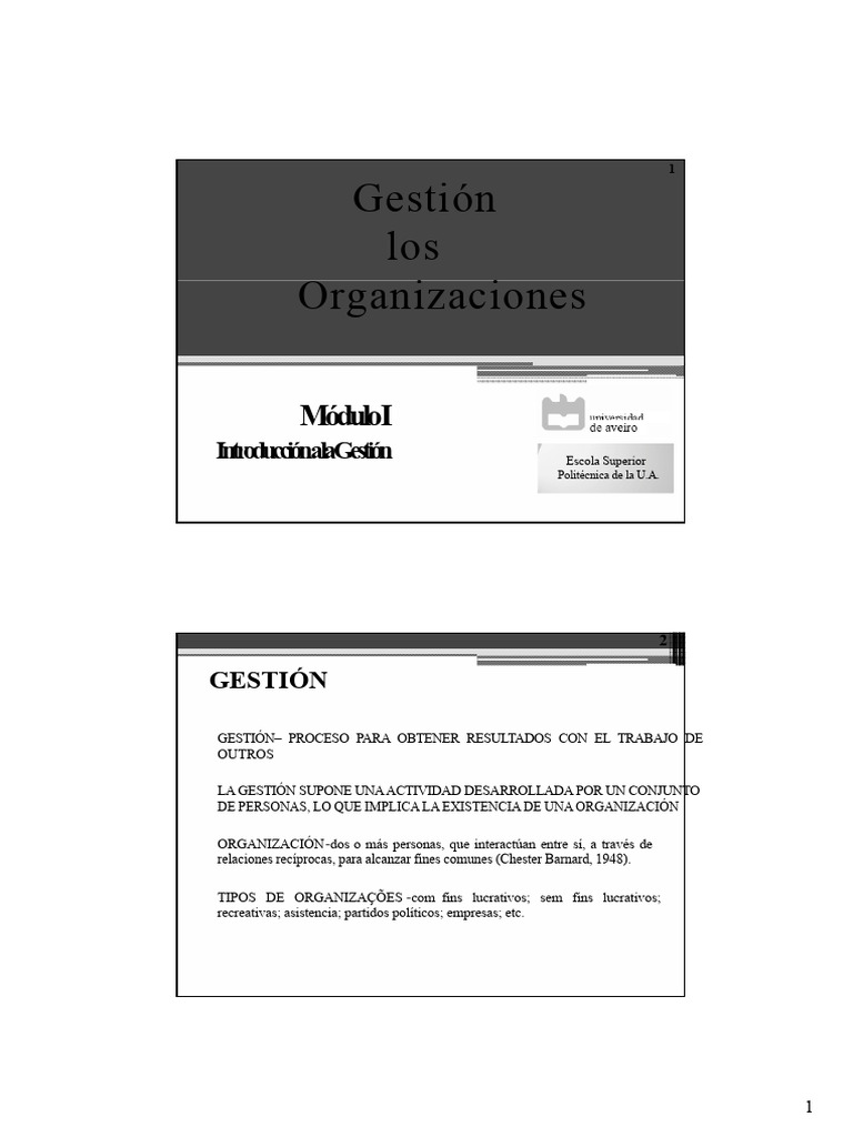 Módulo 1 - Introducción a la Gestión | PDF | Planificación | Business