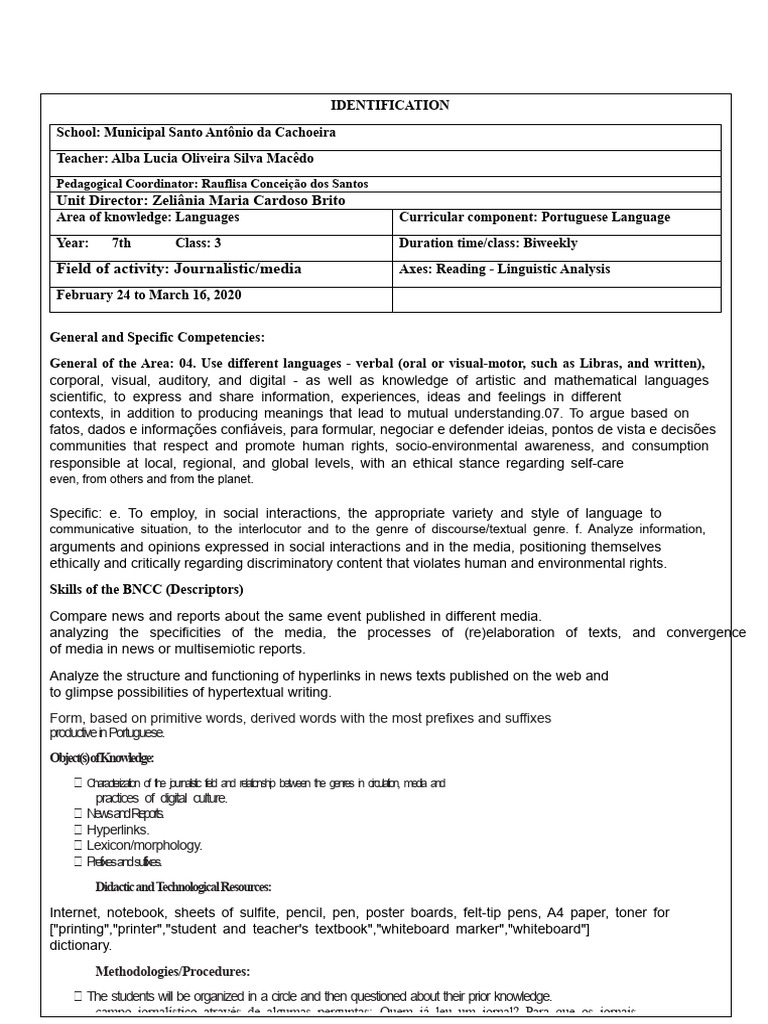 LESSON PLAN 7TH GRADE - MARCH.docx | PDF | Word | Linguistics