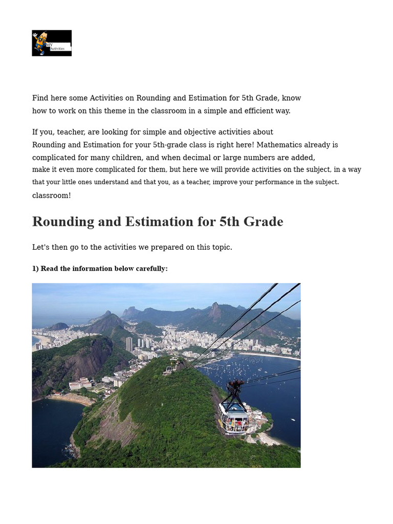 Activities on Rounding and Estimation for 5th Grade | PDF | Rounding ...
