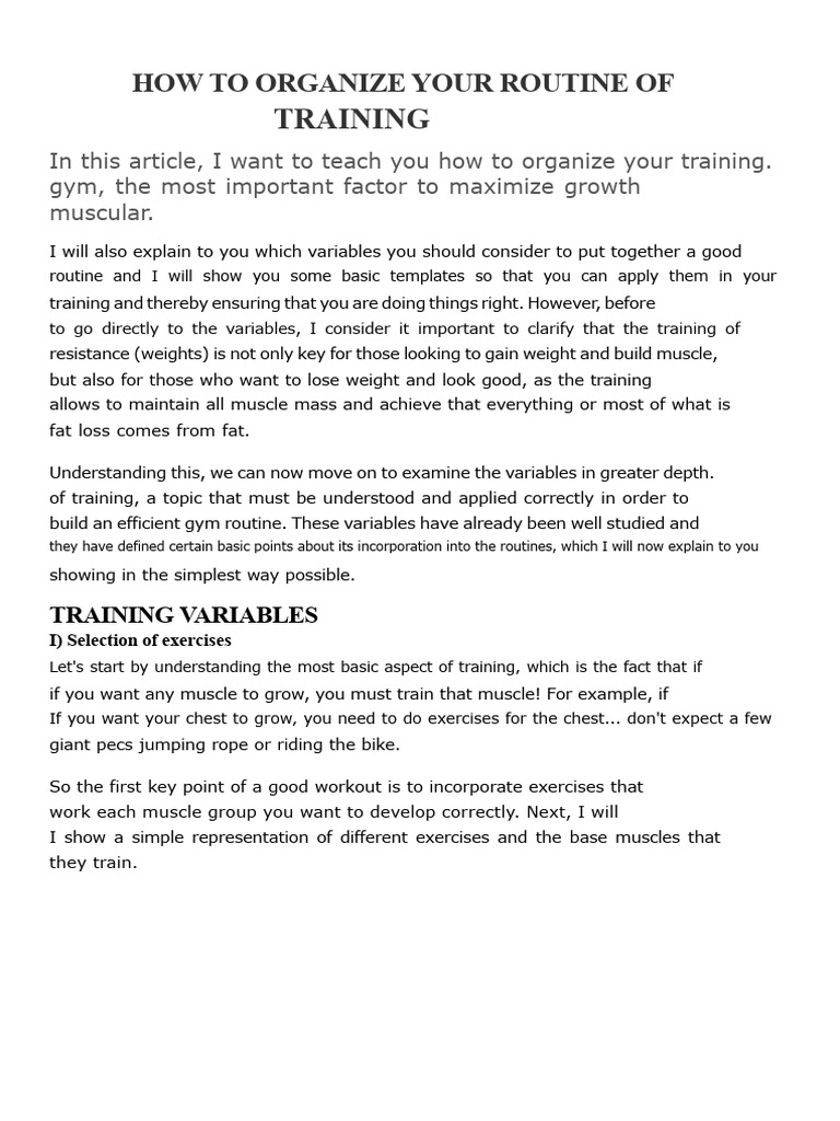 How To Organize Your Training Routine | PDF | Strength Training