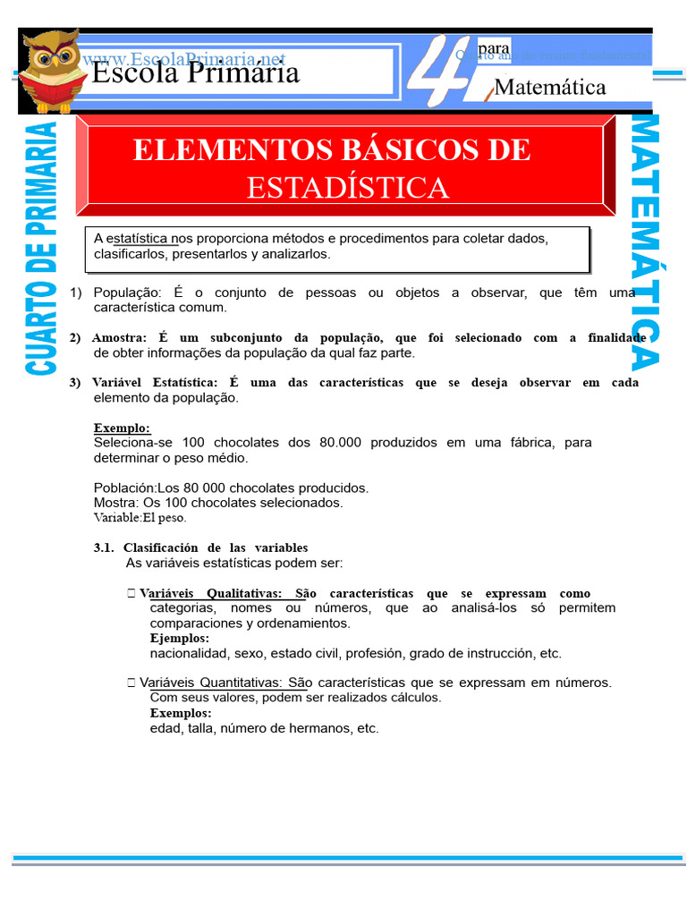 Elementos Básicos da Estatística Para Quarto Ano do Ensino Fundamental | PDF | Amostragem ...