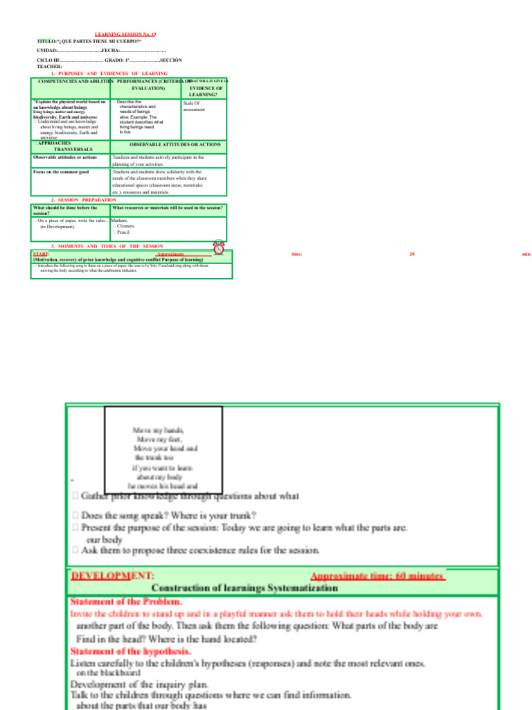 C and T session. Parts of the Human Body | PDF | Learning | Metacognition