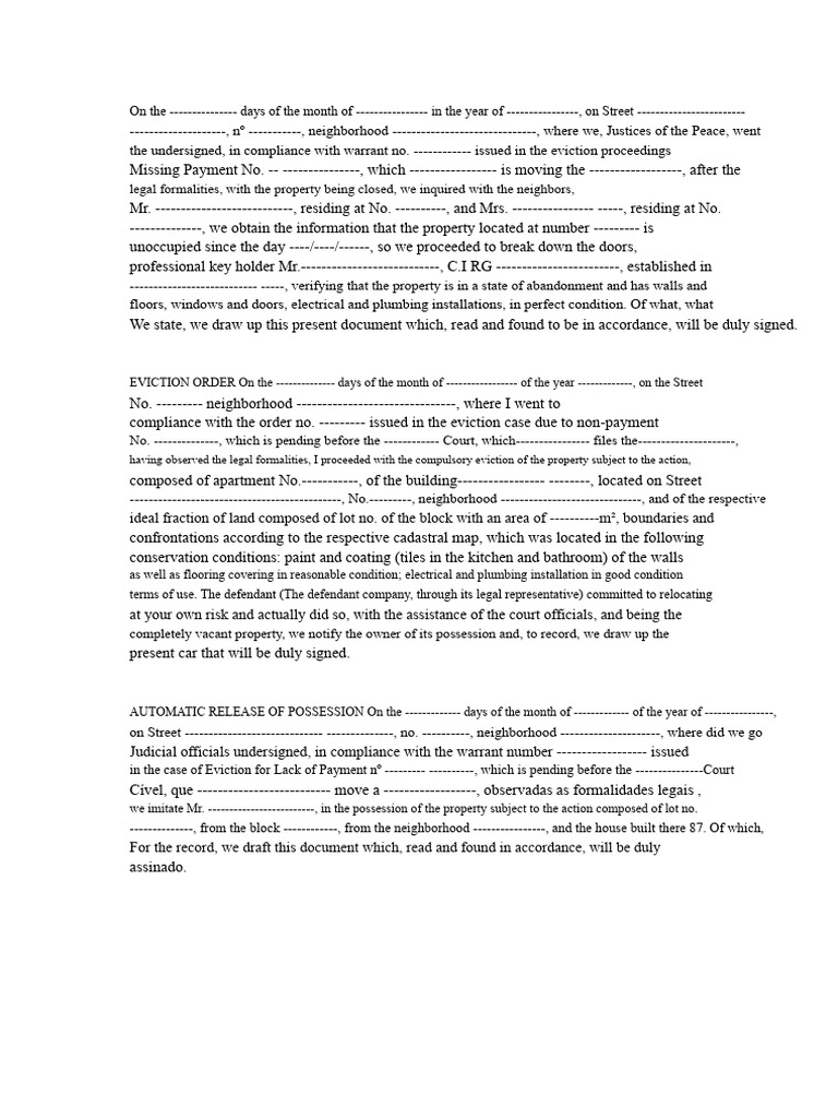 Eviction Order and Property Condition Report | PDF