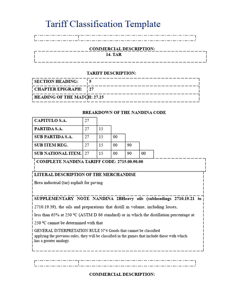 Tariff Classification Guide Template | PDF | Cocoa Bean