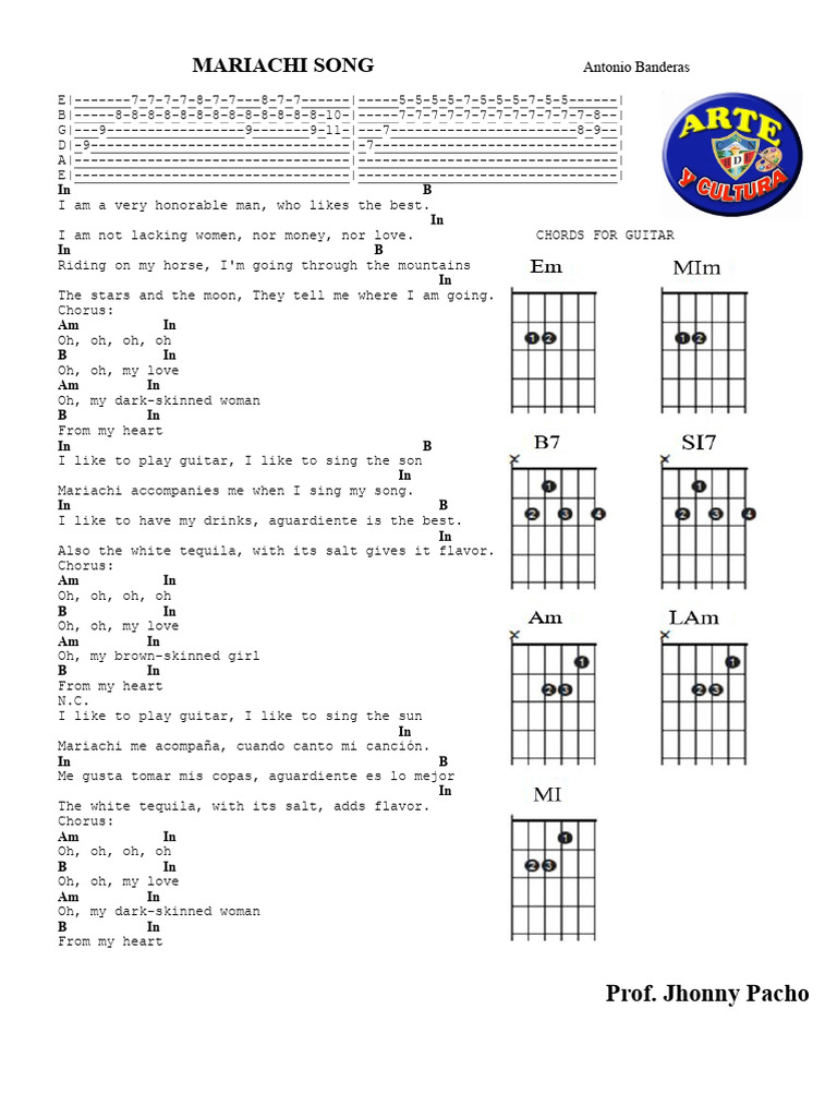 Songs With Chords For Acoustic Guitar. The Mariachi Song | PDF ...