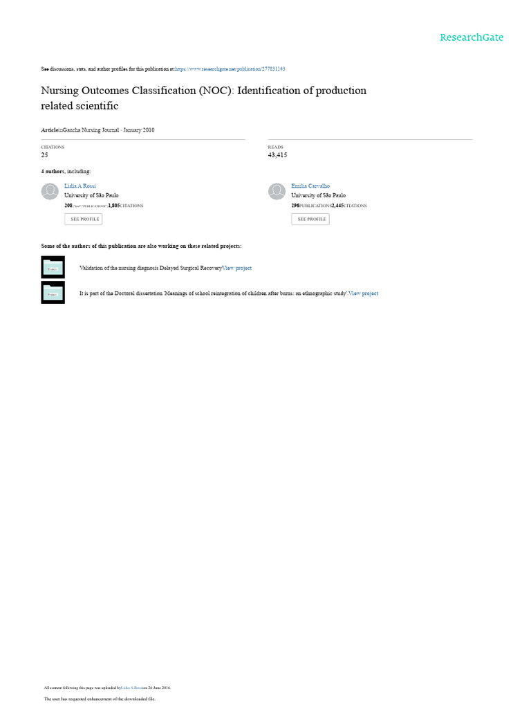 NOC Nursing Outcomes: Scientific Review | PDF | Nursing | Validity ...