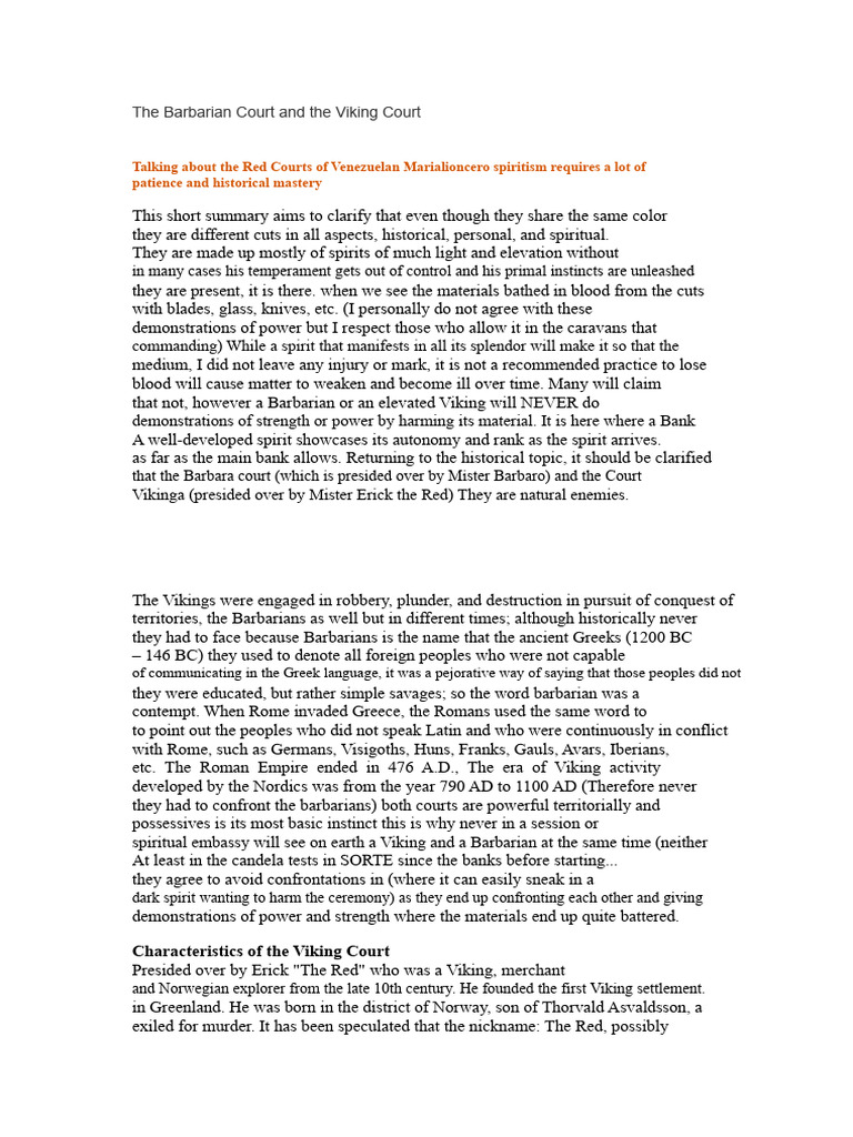 The Barbarian Court and The Viking Court | PDF | Ancient Rome | Vikings