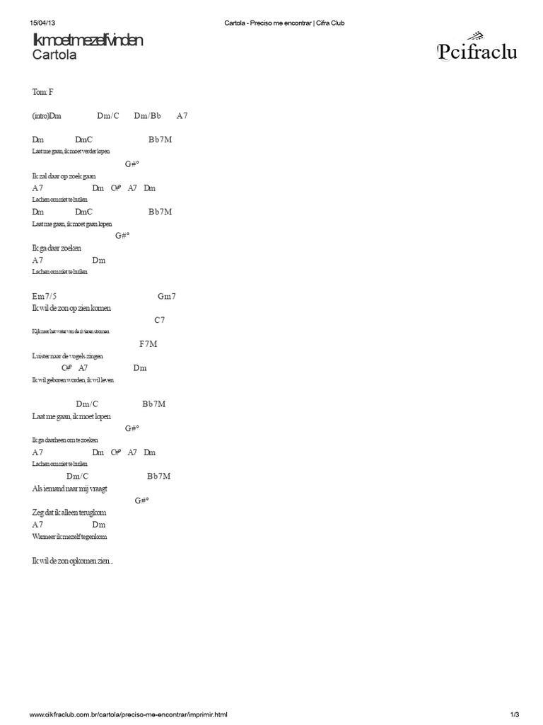 Cartola - Ik Moet Mij Vinden | PDF