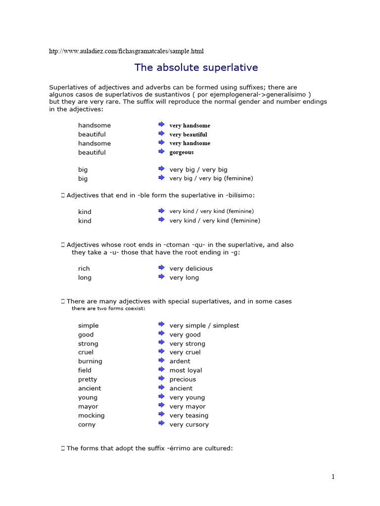 Understanding Absolute Superlatives in Spanish | PDF | Adverb ...