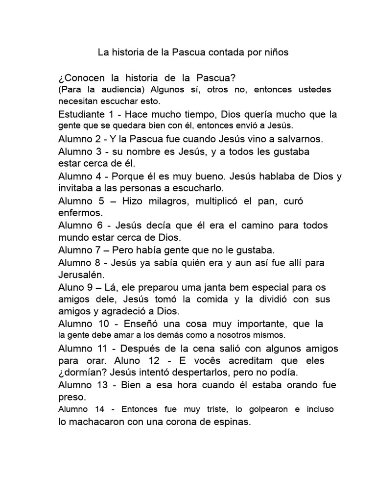 La historia de la Pascua contada por niños | PDF