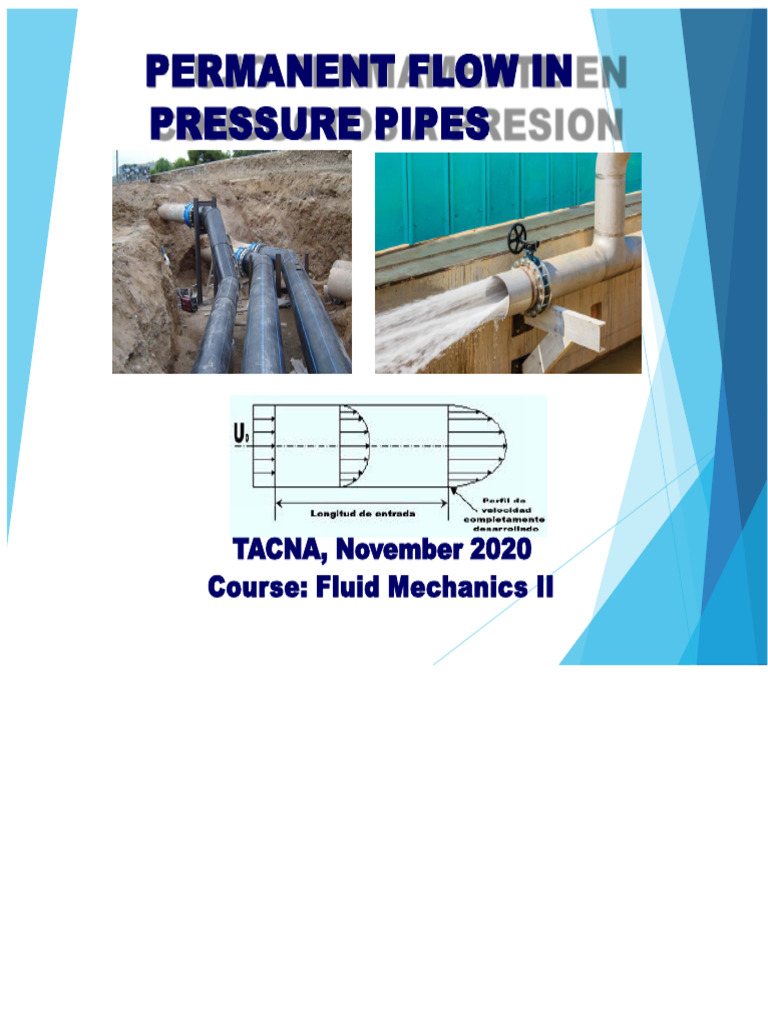 Permanent flow in pressurized pipes | PDF | Fluid Dynamics | Shear Stress