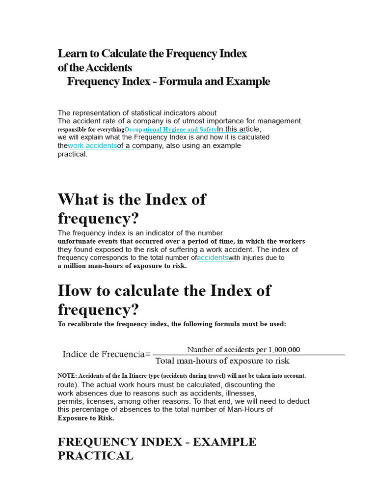Calculate the Accident Frequency Index | PDF