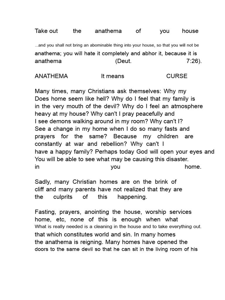 Remove The Anathema From Your House. | PDF | Religious Belief And Doctrine