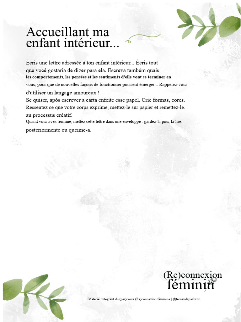 Lettre à votre enfant intérieur créatif | PDF