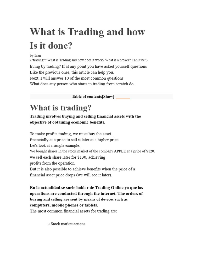 What Is Trading and How Is It Done | PDF | Investing | Exchange Traded Fund