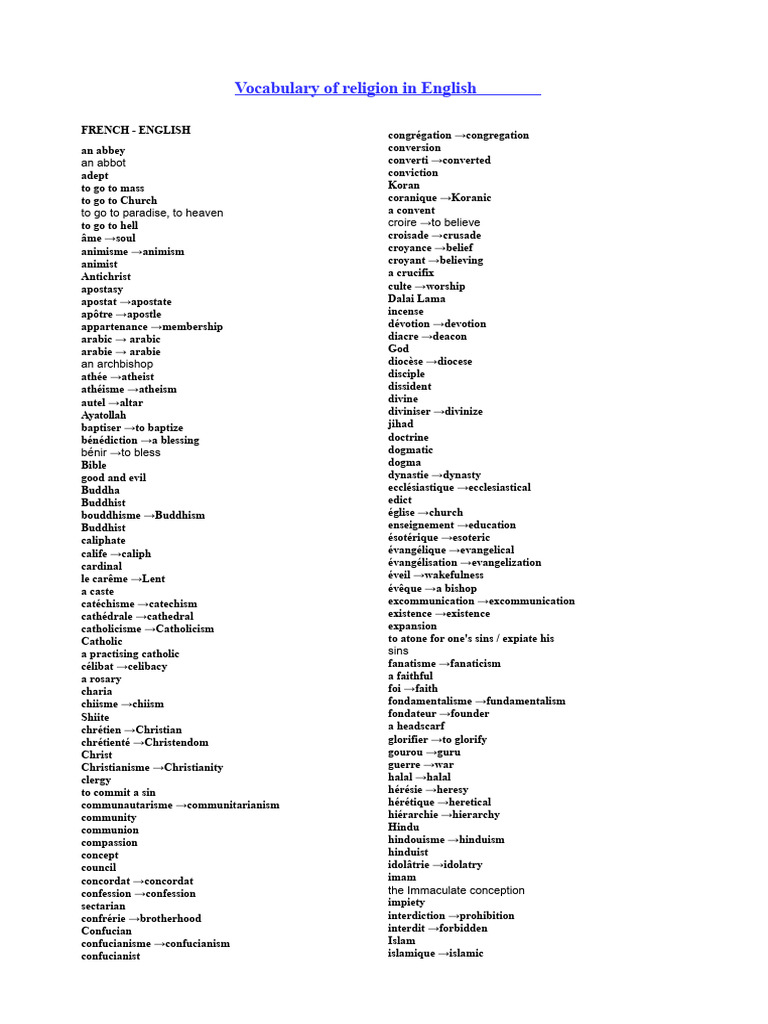 Vocabulary of Religion in English | PDF | Religious Conversion | Apostasy