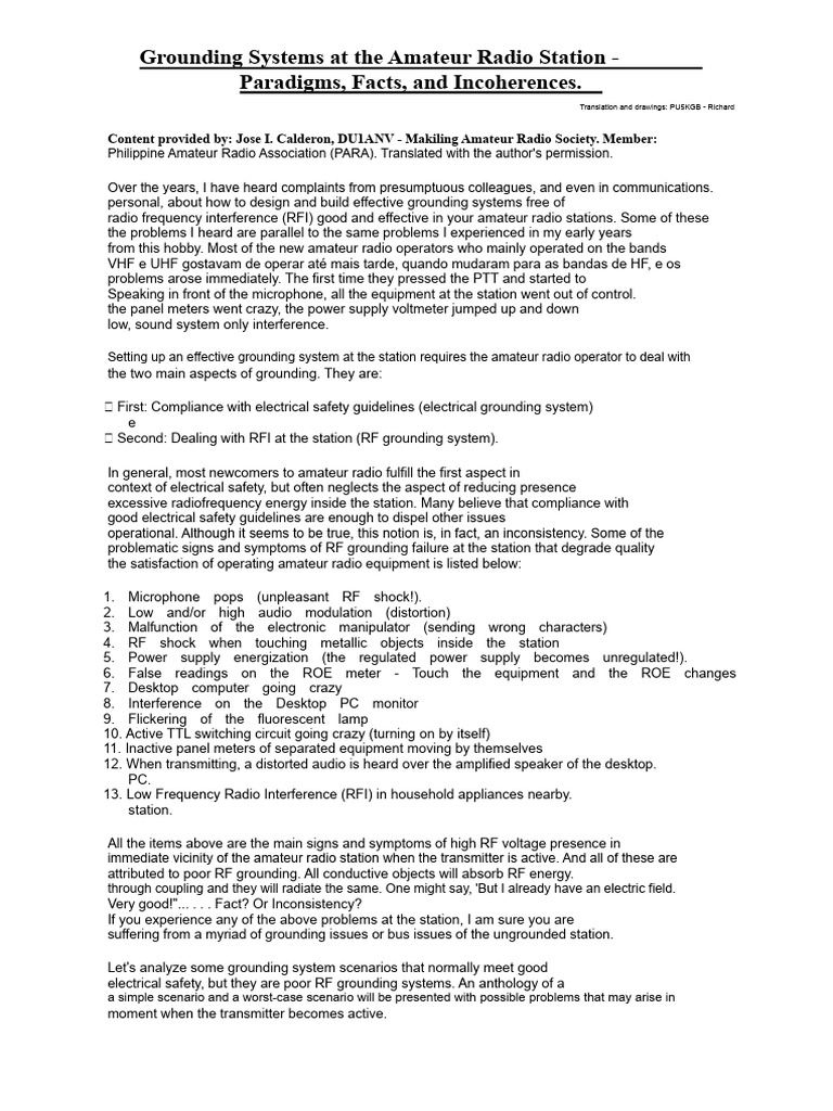 Grounding Systems at the Amateur Radio Station | PDF | Antenna (Radio ...