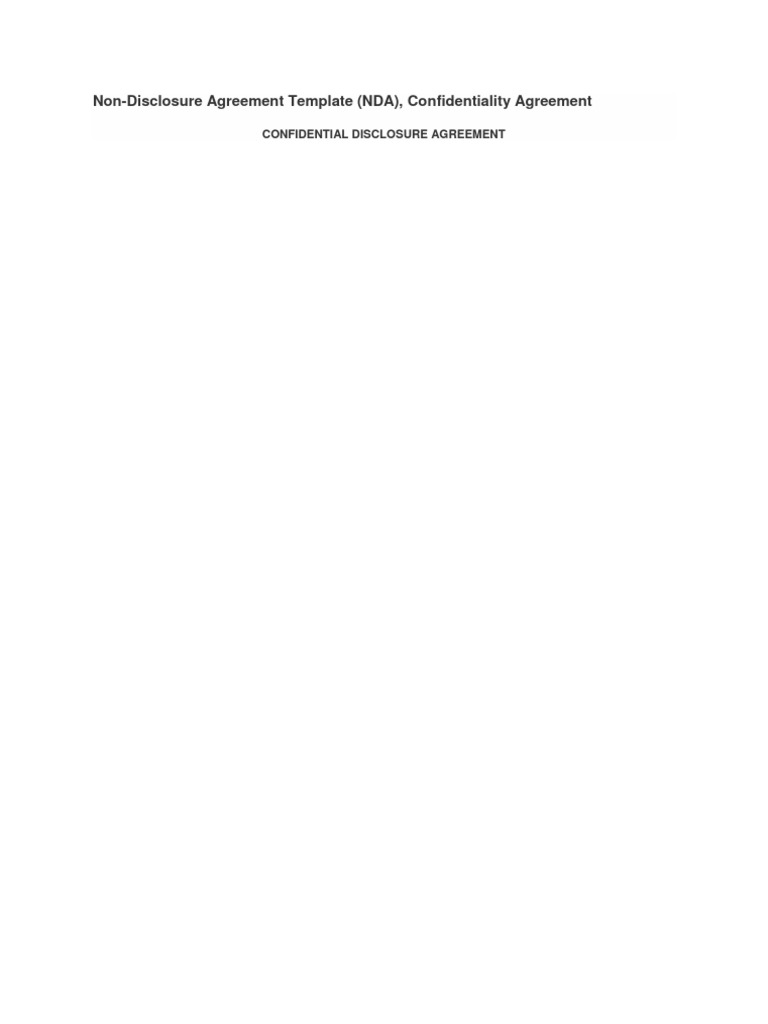 NDA Template for Confidentiality Agreements | PDF