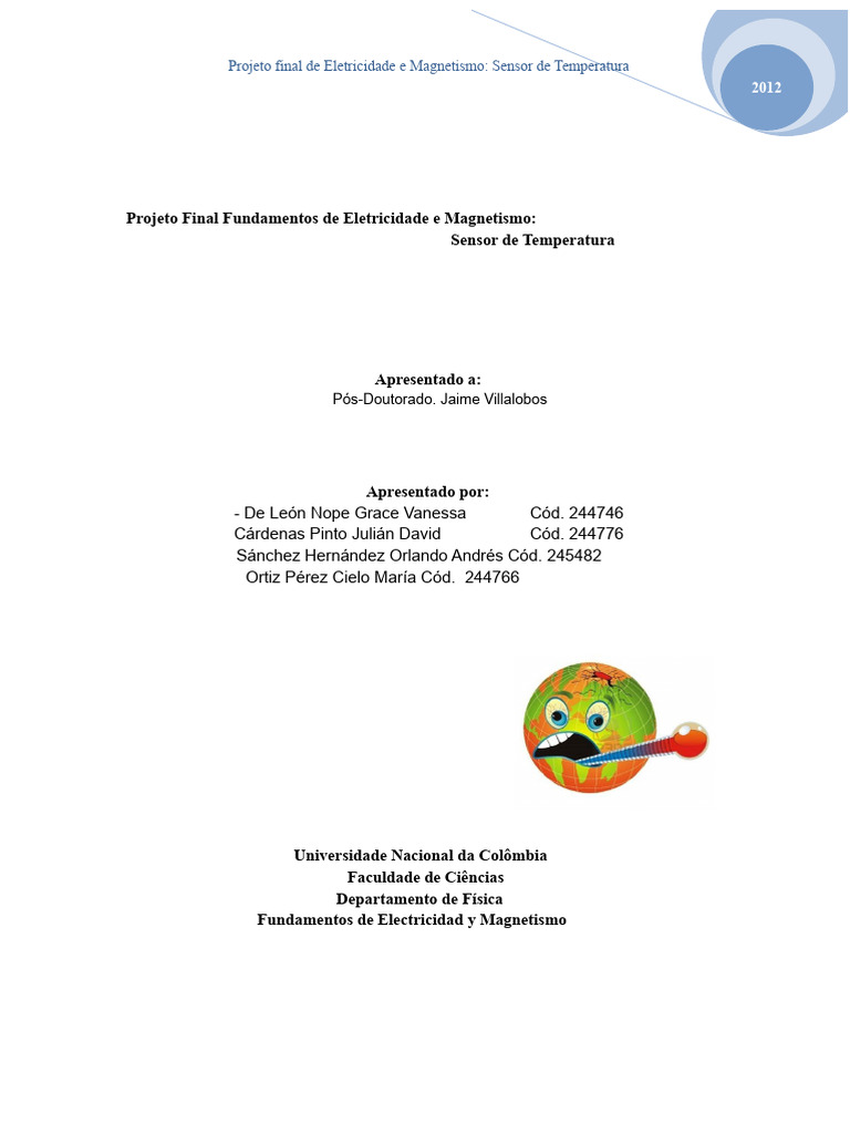 Projeto Final Fundamentos de Electricidade e Magnetismo | PDF | Arduino ...