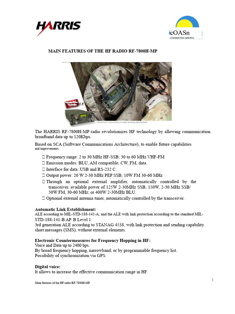 Main Characteristics of The HF Radio RF-7800H-MP | PDF | High Frequency ...