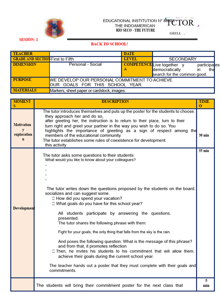 BACK TO SCHOOL SESSION | PDF | Teaching | Behavior Modification