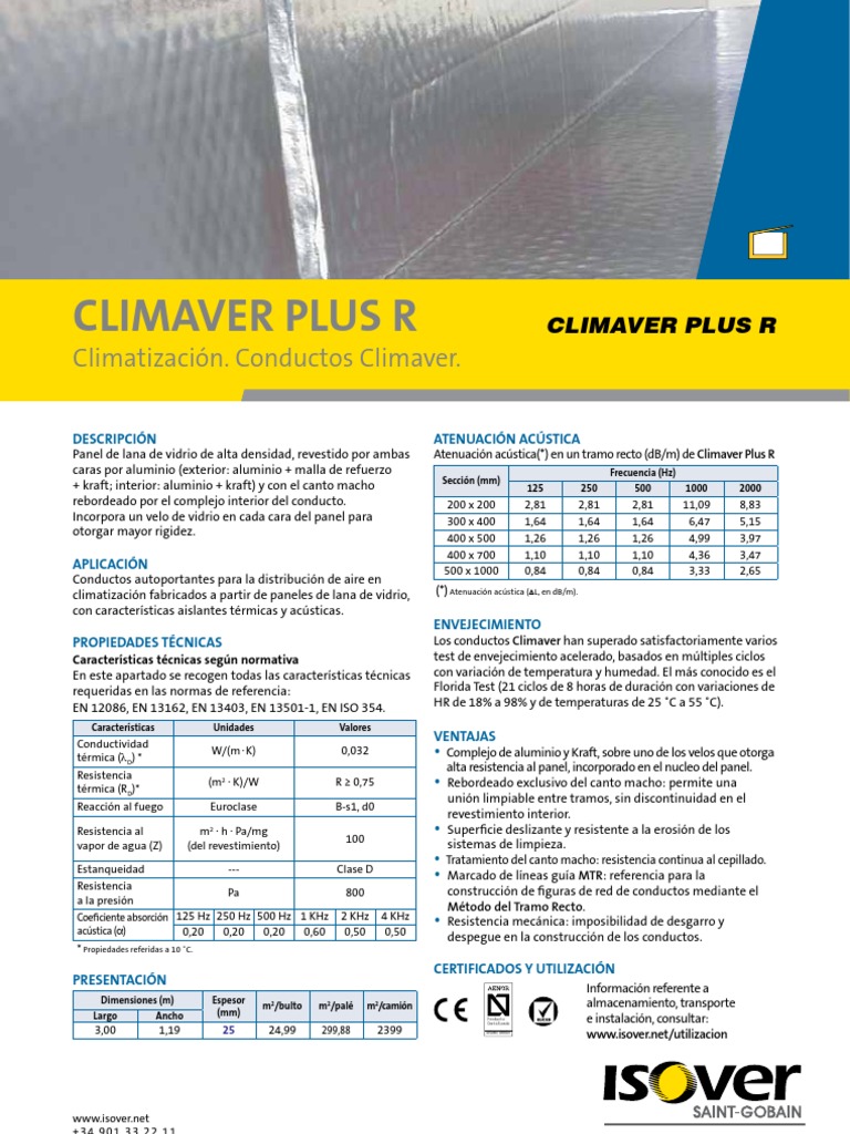 Climaver Plus R.ficha Tecnica | PDF | Aislamiento térmico | Aluminio