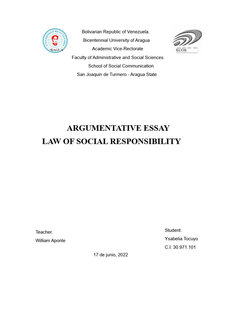 Law of Social Responsibility, Essay | PDF | Broadcasting | Freedom Of ...