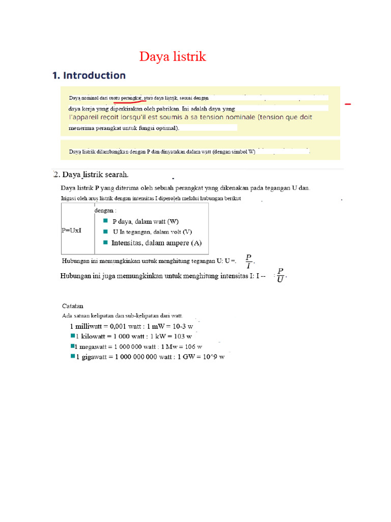 Rumus Daya Listrik dan Contoh Soal | PDF