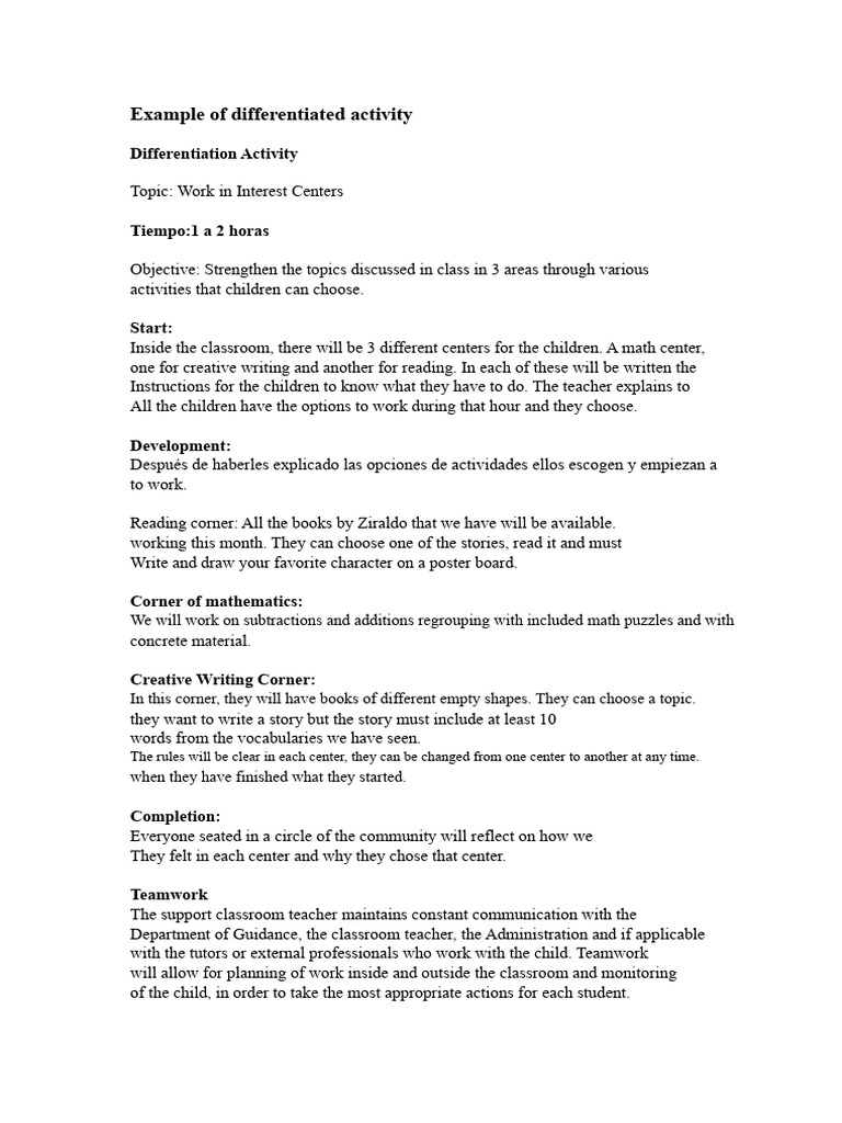 Differentiated Learning Activity Plan | PDF | Mathematics | Cognition