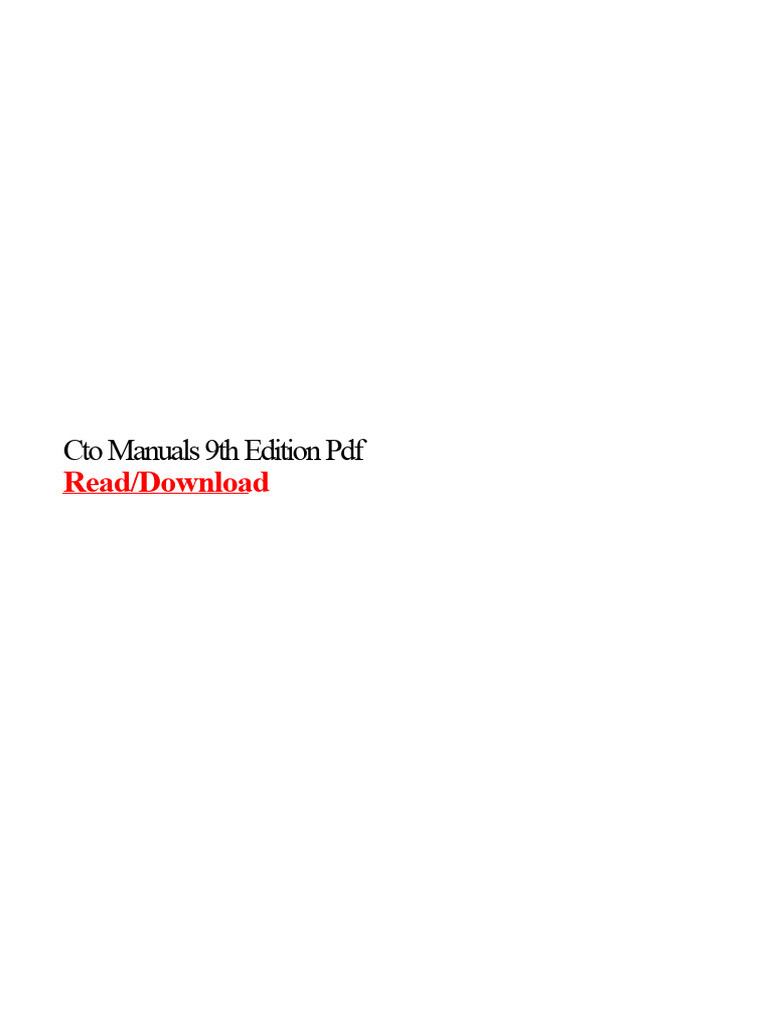 Free Download CTO Manual 9th Edition PDF | PDF | Medicine | Health Care