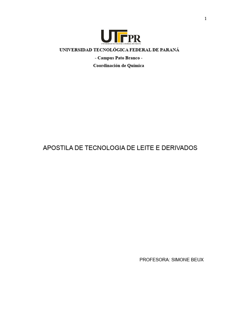 Apostila - Apostila de Tecnología de Leche y Derivados | PDF | Leche ...